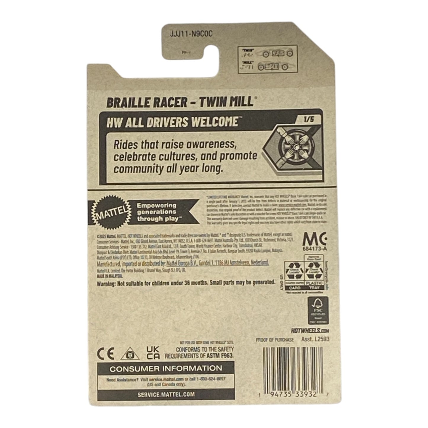 Hot Wheels Braille Racer - Twin Mill - HW All Drivers Welcome Series 1 ...