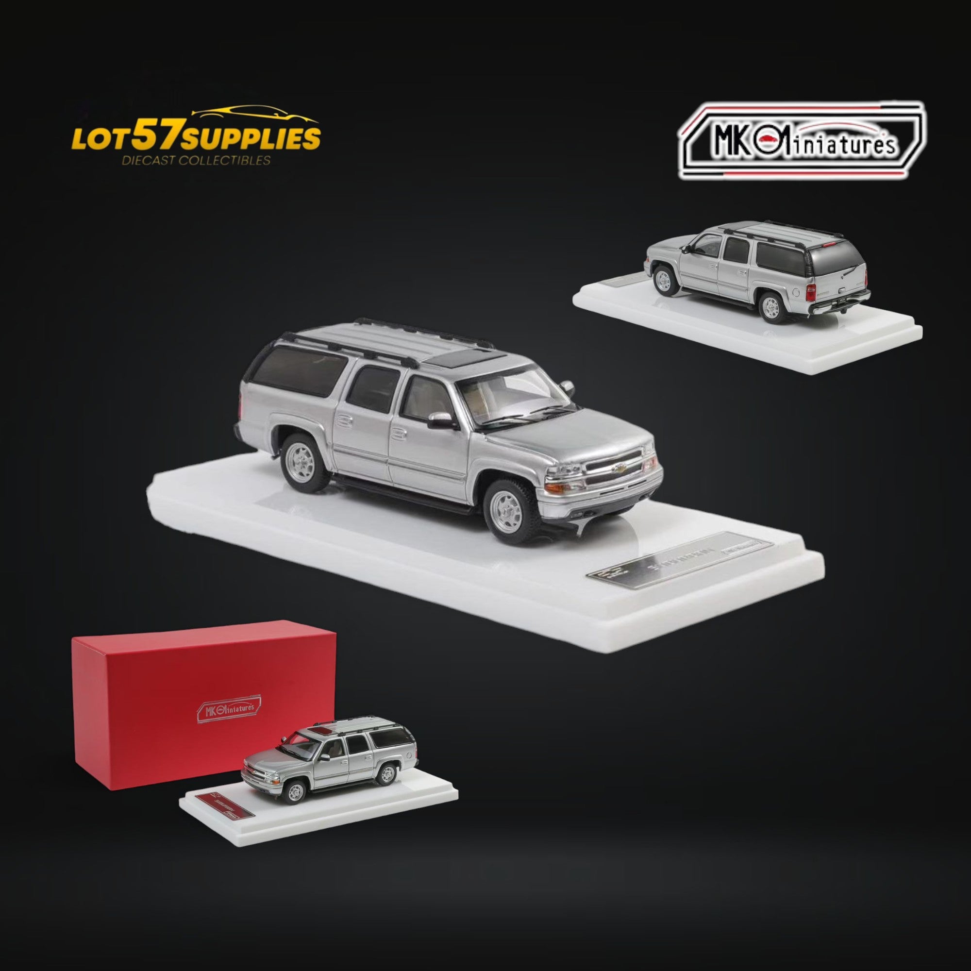 MK Miniatures Chevrolet Suburban in Silver 1:64 - Collectors World Toys