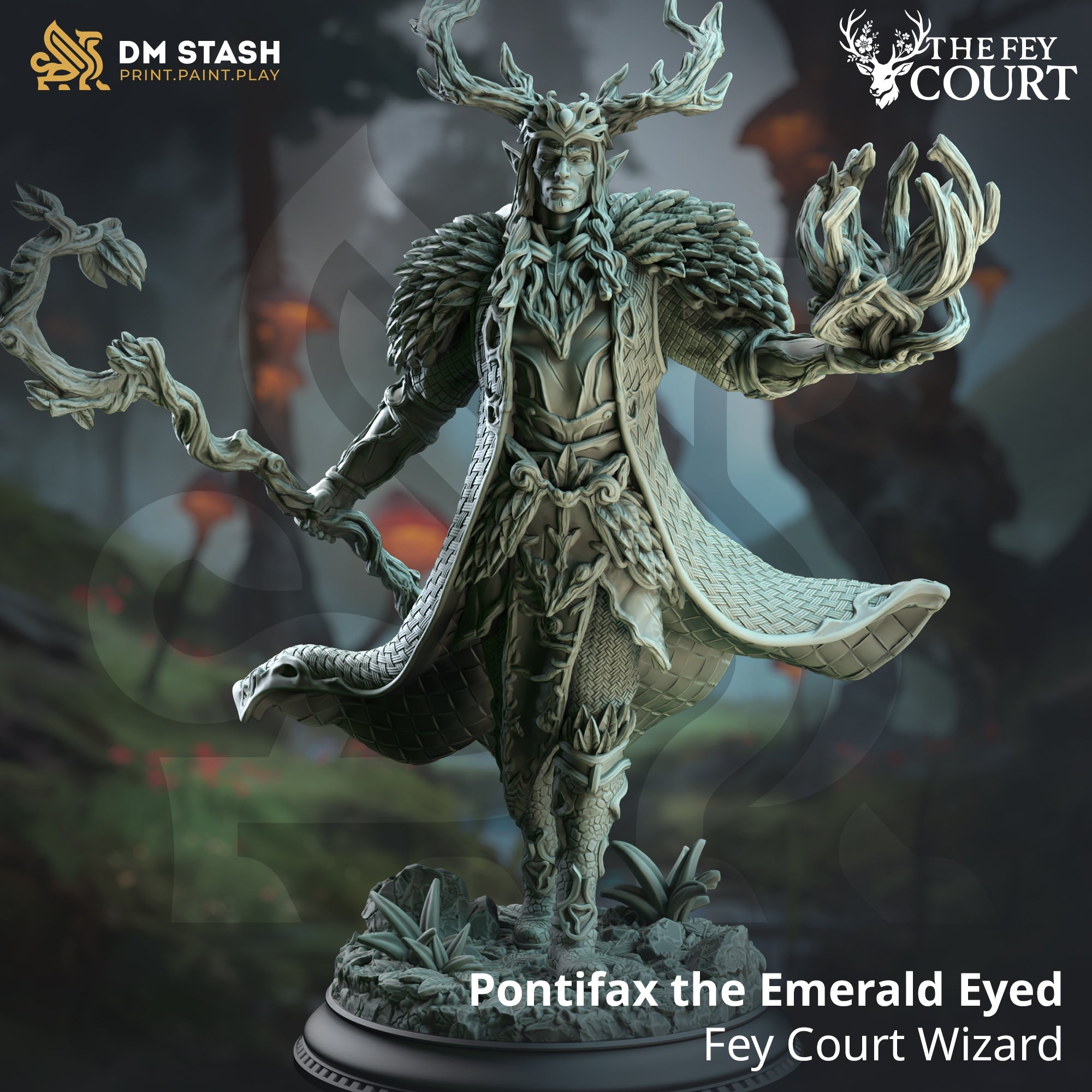 Pontifax the Emerald Eyed (Male Fey Elf Wizard) - Collectors World Toys